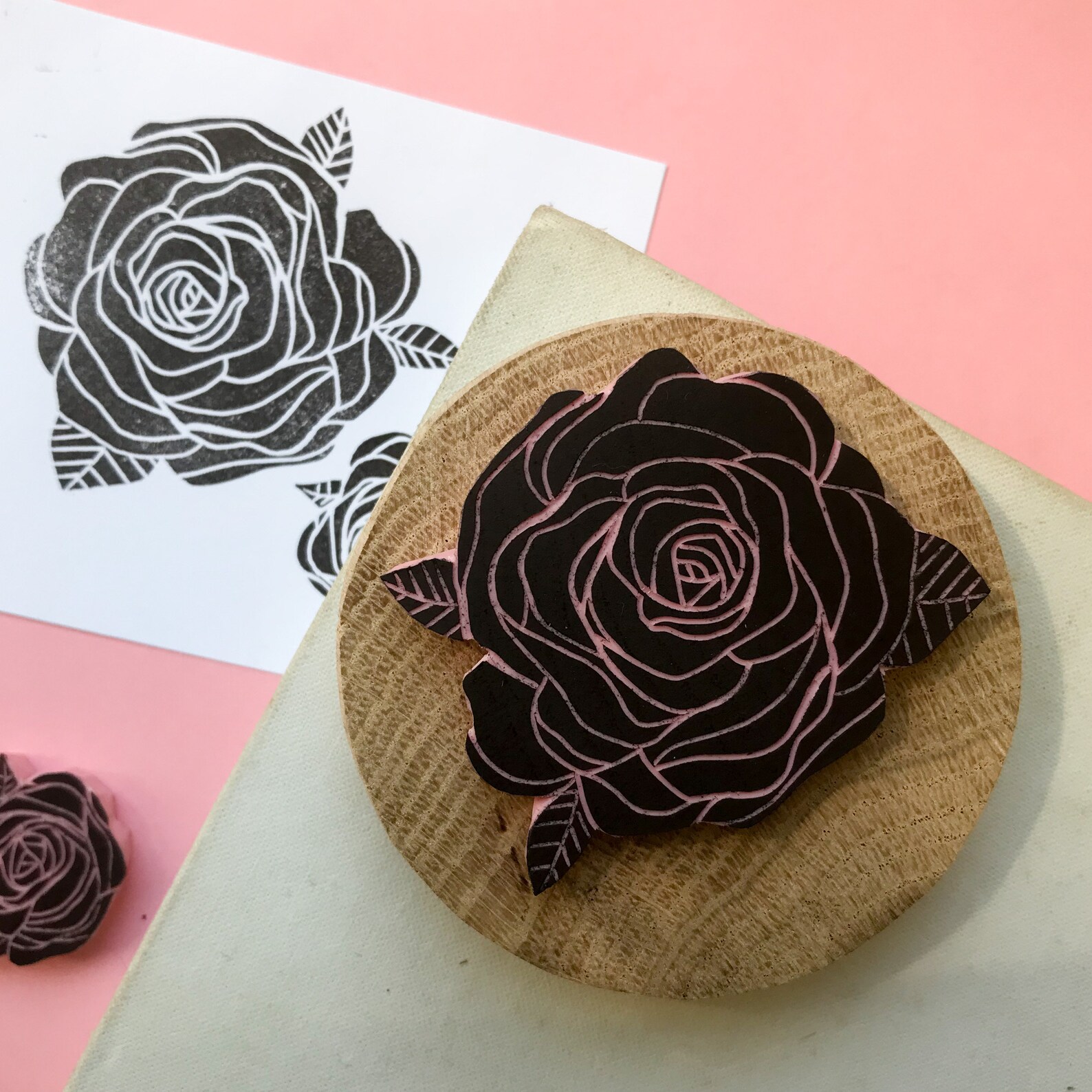 Rose Stamp Set / Hand Carved Stamp / Botanical Stamp / Floral - Etsy