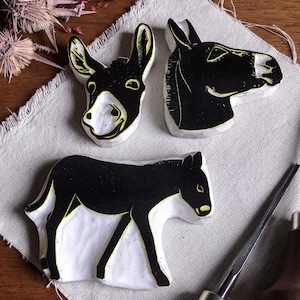 Donkey Face Rubber Stamp for Cottage Journal, Animal Imprint for ...