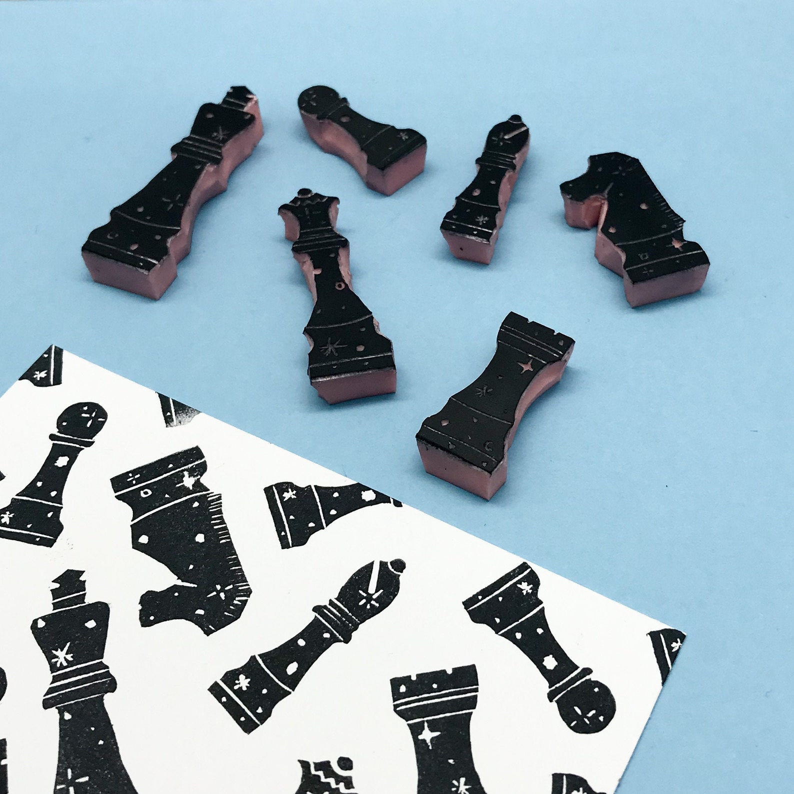 Small Galactic Chess Pieces Rubber Stamp Set / Magic Chess - Etsy