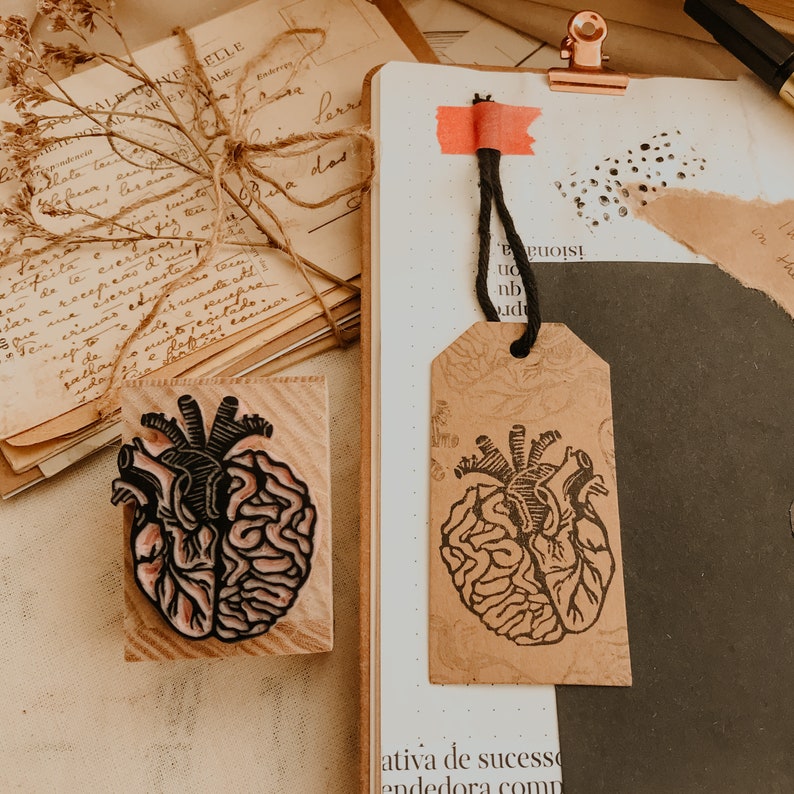 Anatomy Heart Rubber Stamp Anatomical Human Brain Stamp for | Etsy