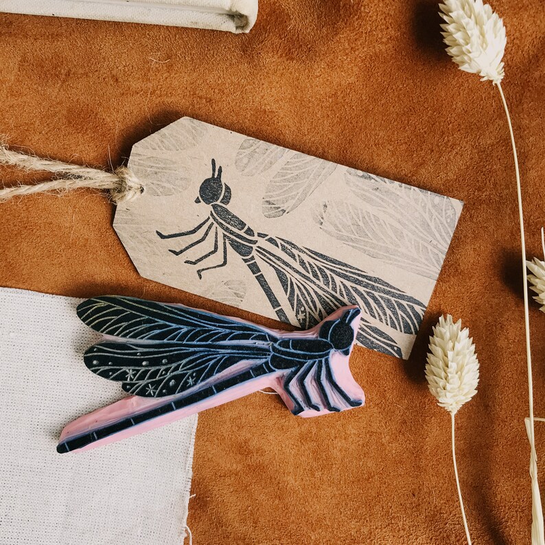 Dragonfly Rubber Stamp for Card Making, Garden Insect for Block ...