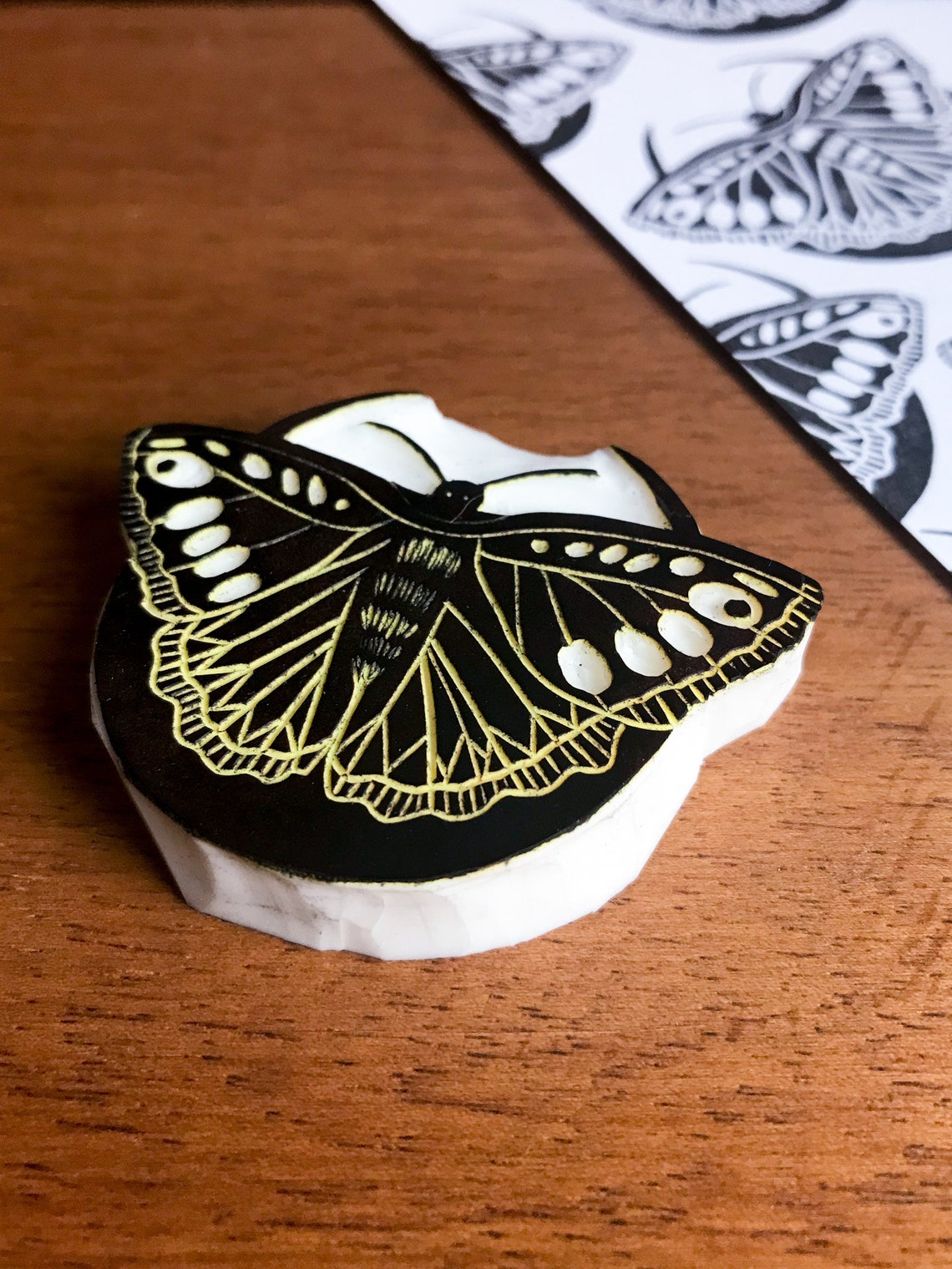 Moth Rubber Stamp / Hand Carved Stamp / Moth and Moon Stamp - Etsy