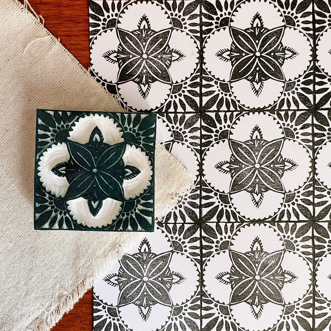 Azulejo Rubber Stamp, Square Tile Stamp for Background Pattern, Crafty ...