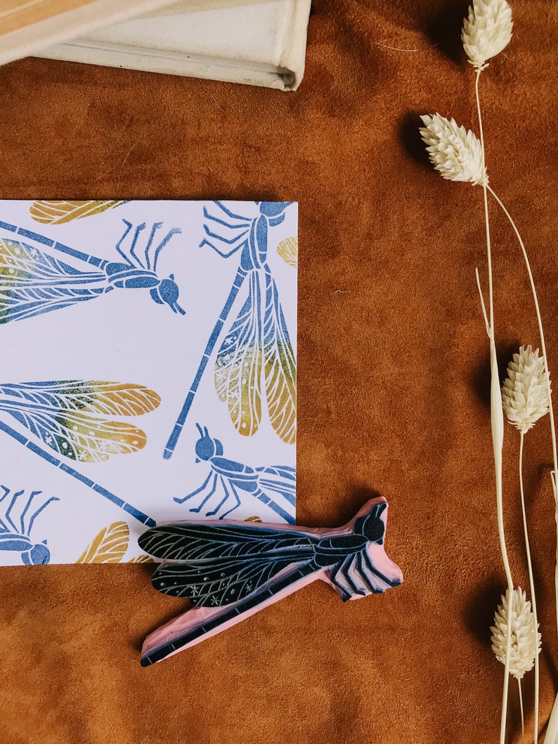 Dragonfly Rubber Stamp for Card Making, Garden Insect for Block ...