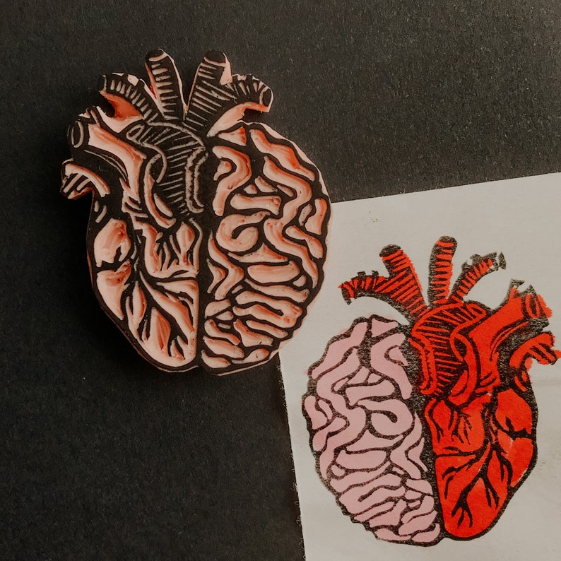 Anatomy Heart Rubber Stamp Anatomical Human Brain Stamp for - Etsy