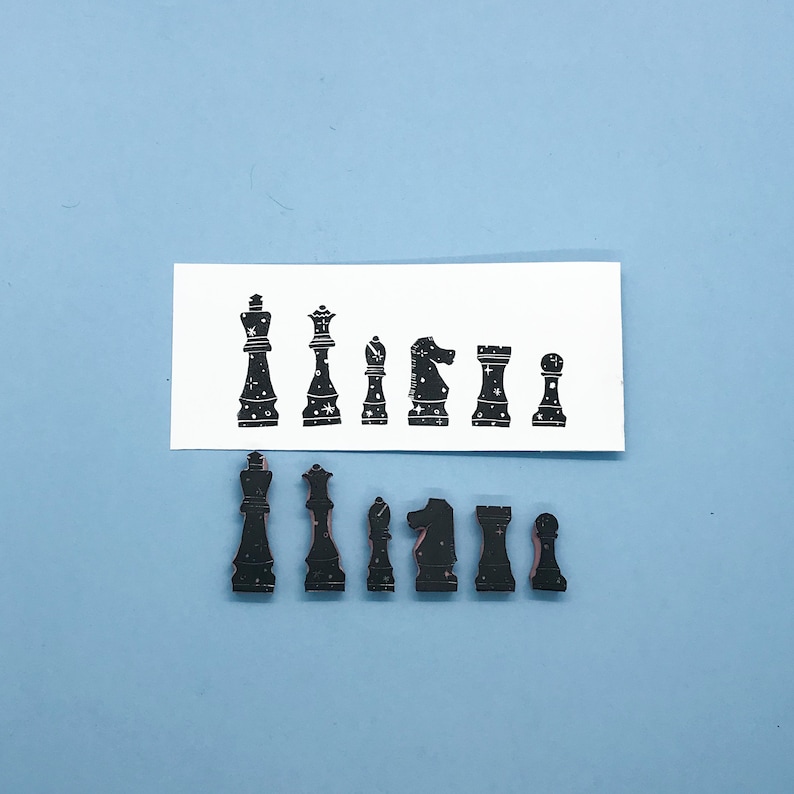 Small Galactic Chess Pieces Rubber Stamp Set / Magic Chess - Etsy