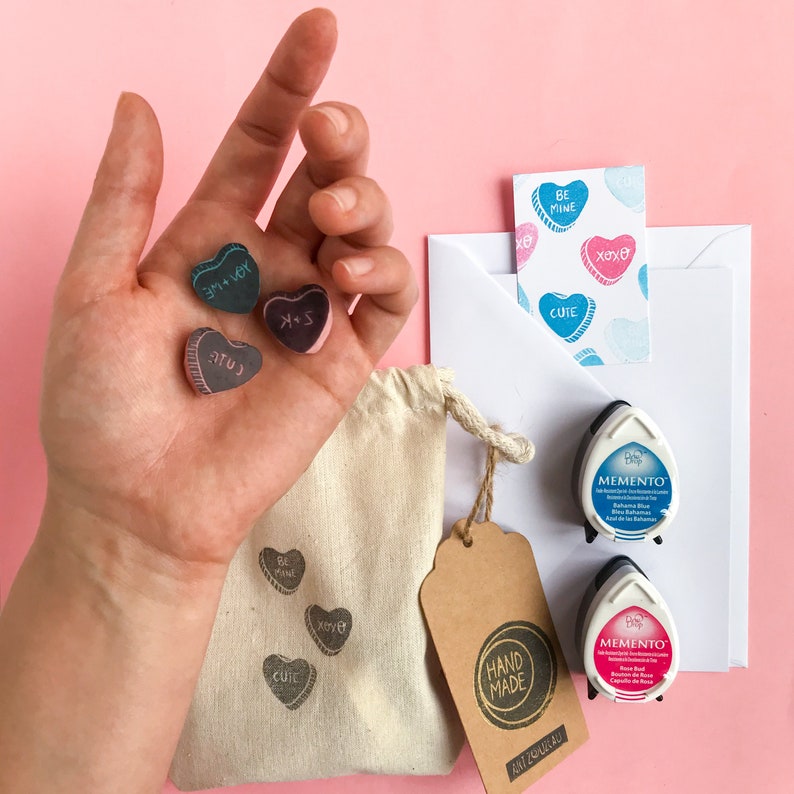 Conversation Heart Rubber Stamp Set: Custom Valentine Gift - Etsy
