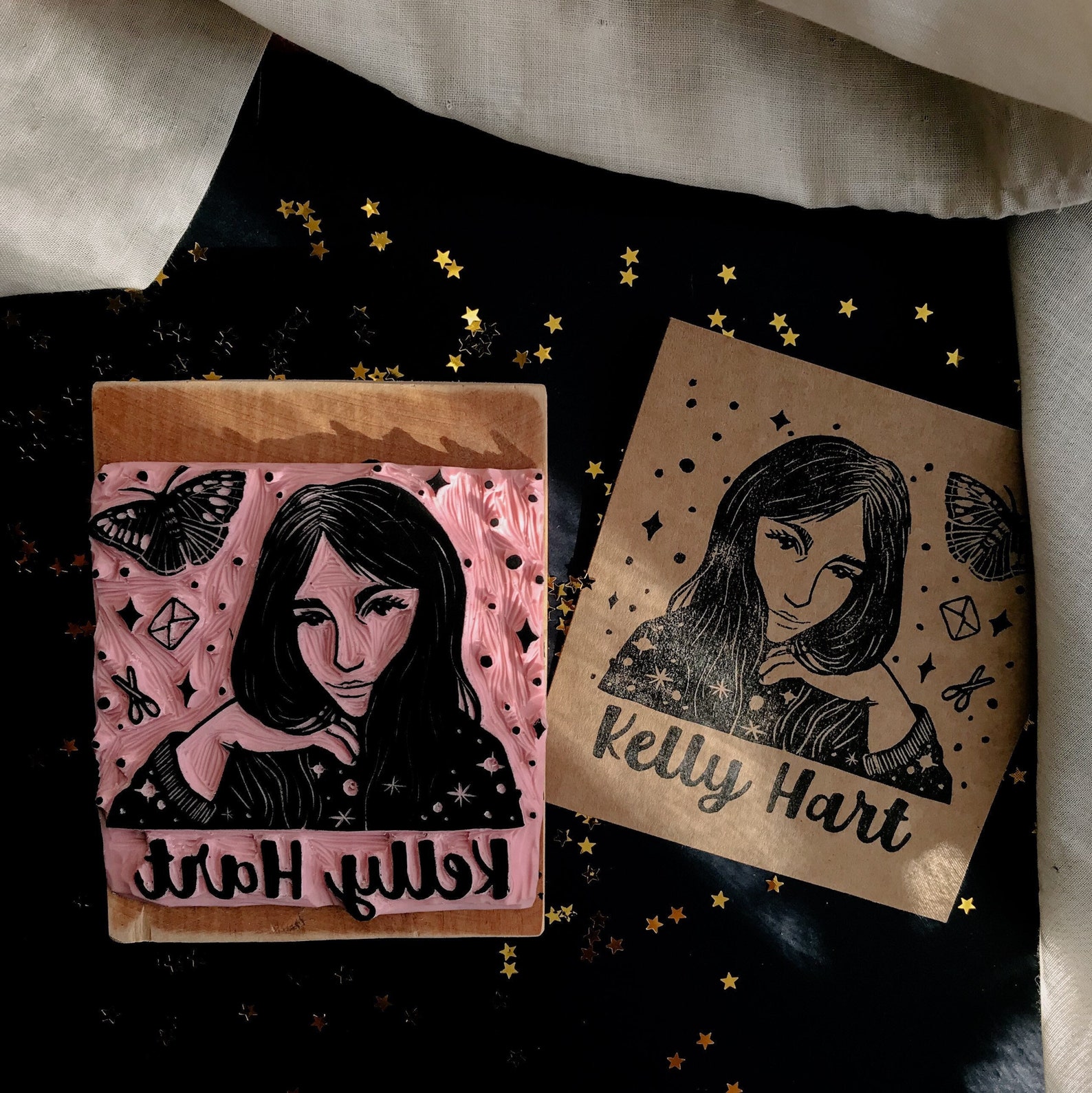 Custom Hand Carved Rubber Stamp Portrait Handmade - Etsy