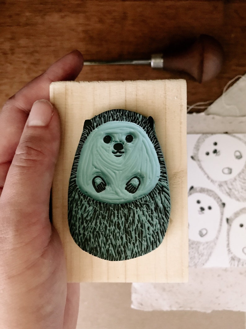 Hand Carved Hedgehog Rubber Stamp / Forest Animal Stamp / - Etsy