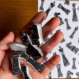 Small Galactic Chess Pieces Rubber Stamp Set / Magic Chess Figures ...