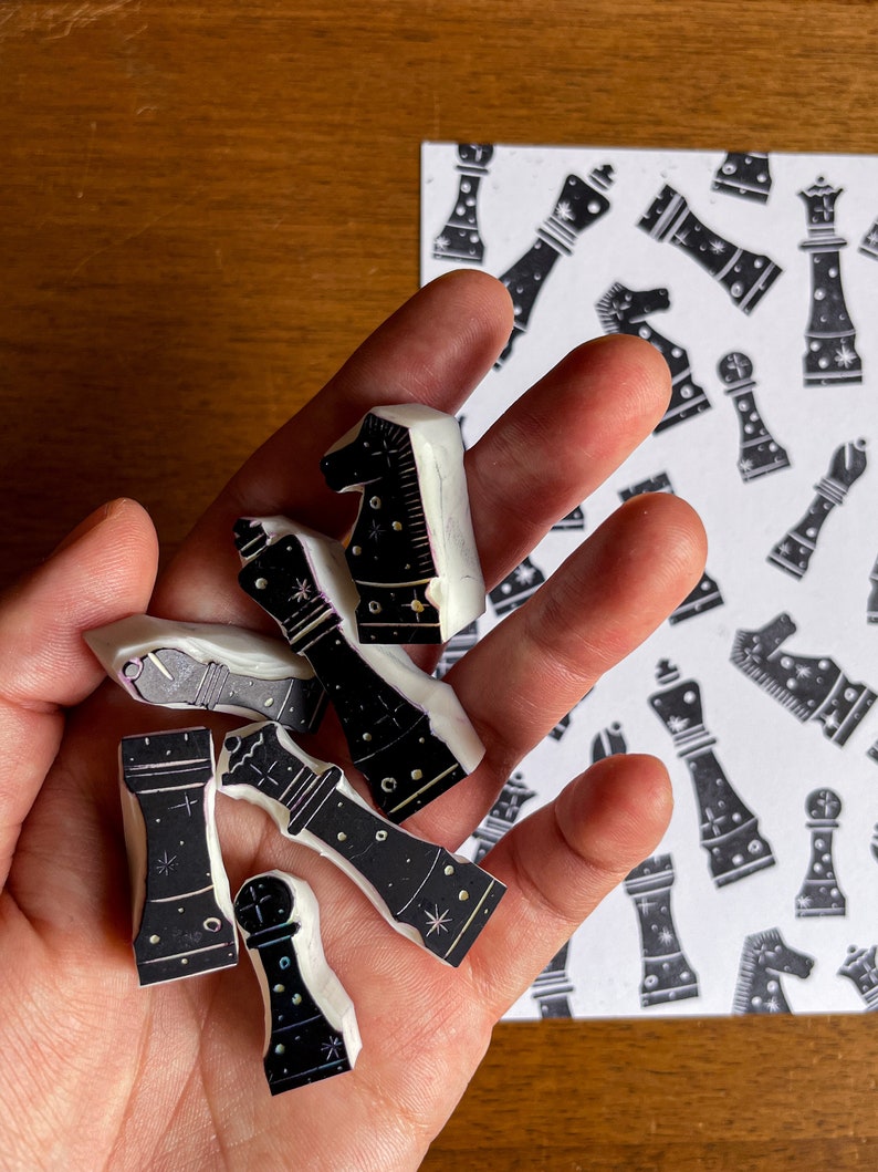 Small Galactic Chess Pieces Rubber Stamp Set / Magic Chess Figures ...