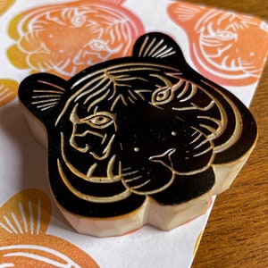 Tiger Head Rubber Stamp Hand Carved / Jungle Pattern Design / Wild ...