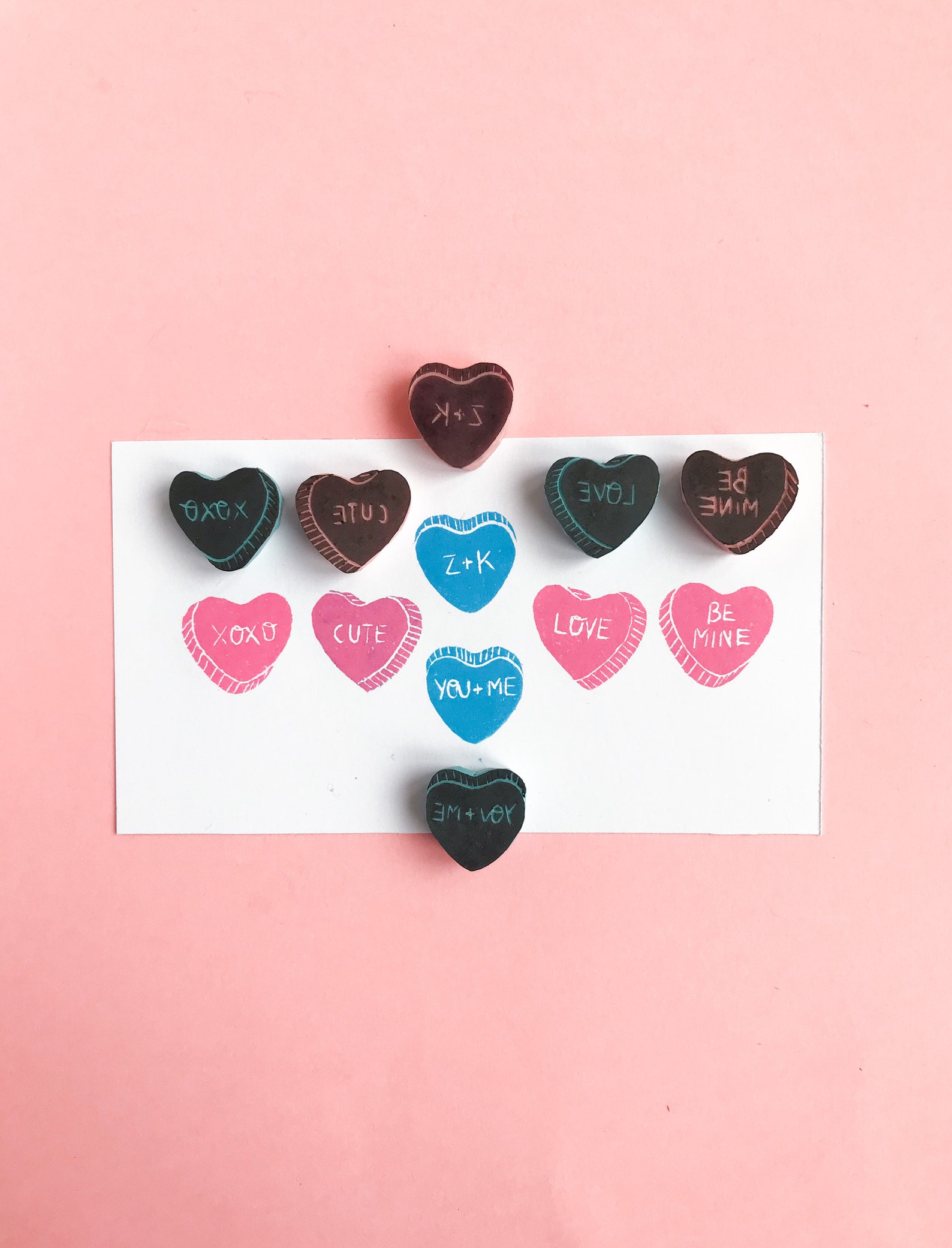 Conversation Heart Rubber Stamp Set: Custom Valentine Gift - Etsy