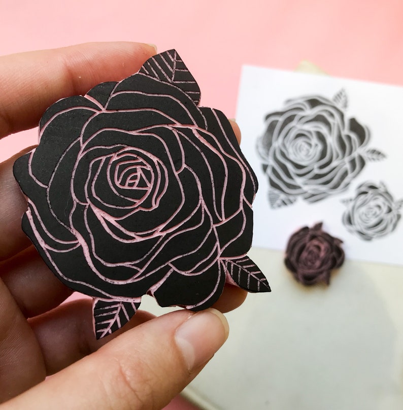 Rose Stamp Set / Hand Carved Stamp / Botanical Stamp / Floral - Etsy