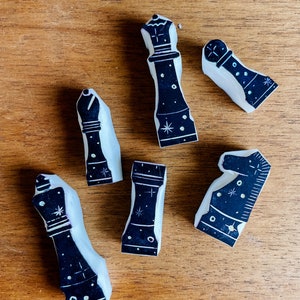 Small Galactic Chess Pieces Rubber Stamp Set / Magic Chess Figures ...