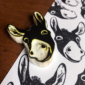 Donkey Face Rubber Stamp for Cottage Journal, Animal Imprint for ...