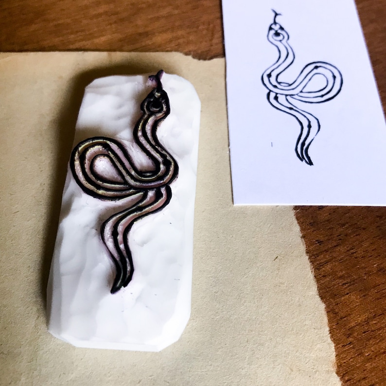 Mystical Snake Rubber Stamp for Reptile Enthusiast, Freaky Ornament for ...
