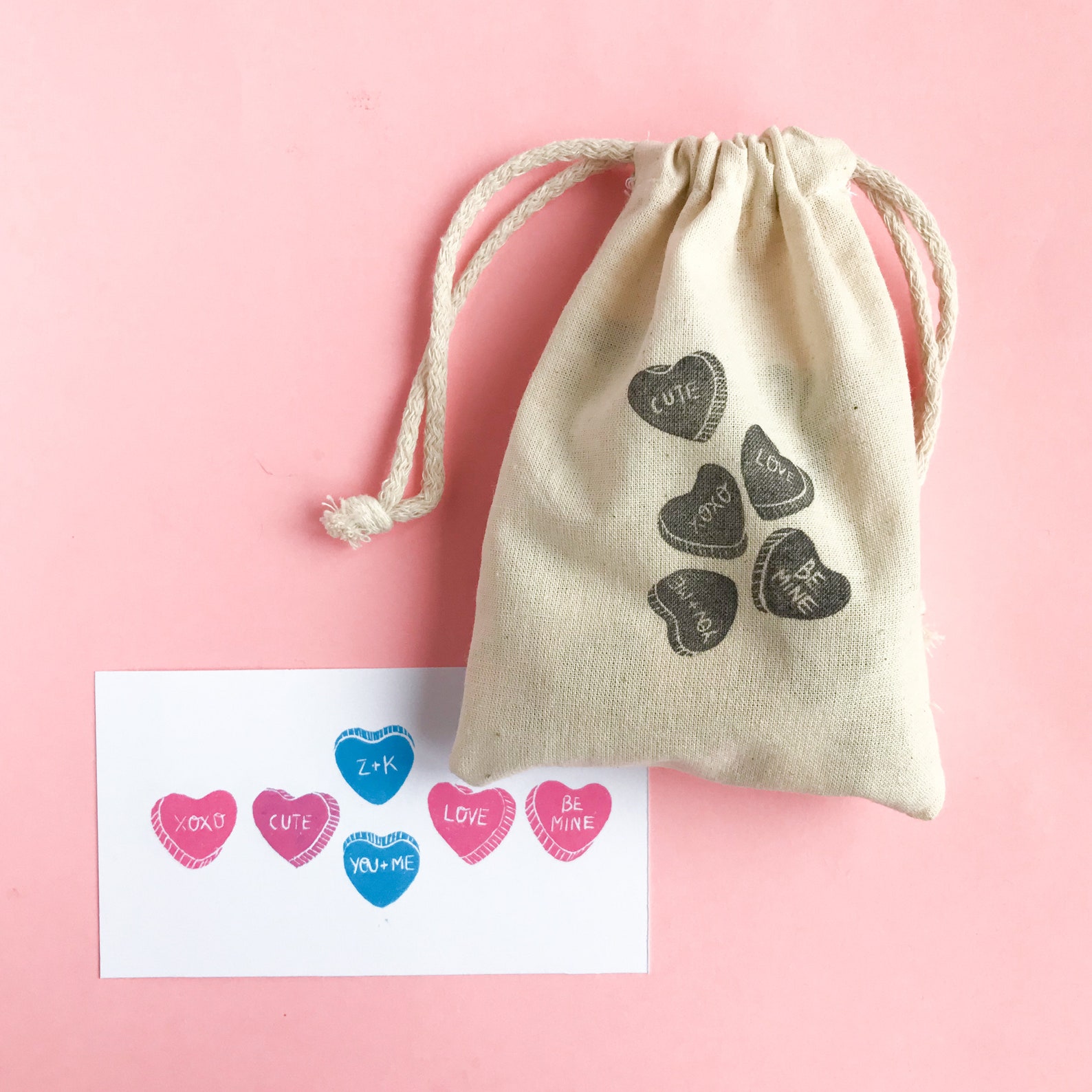 Conversation Heart Rubber Stamp Set: Custom Valentine Gift - Etsy