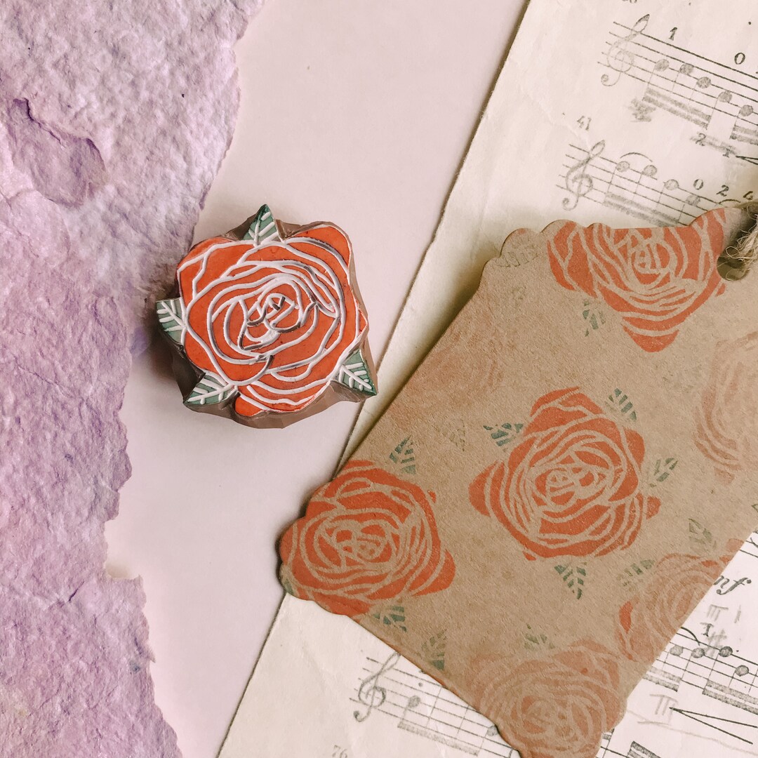 Rose Stamp Set / Hand Carved Stamp / Botanical Stamp / Floral - Etsy