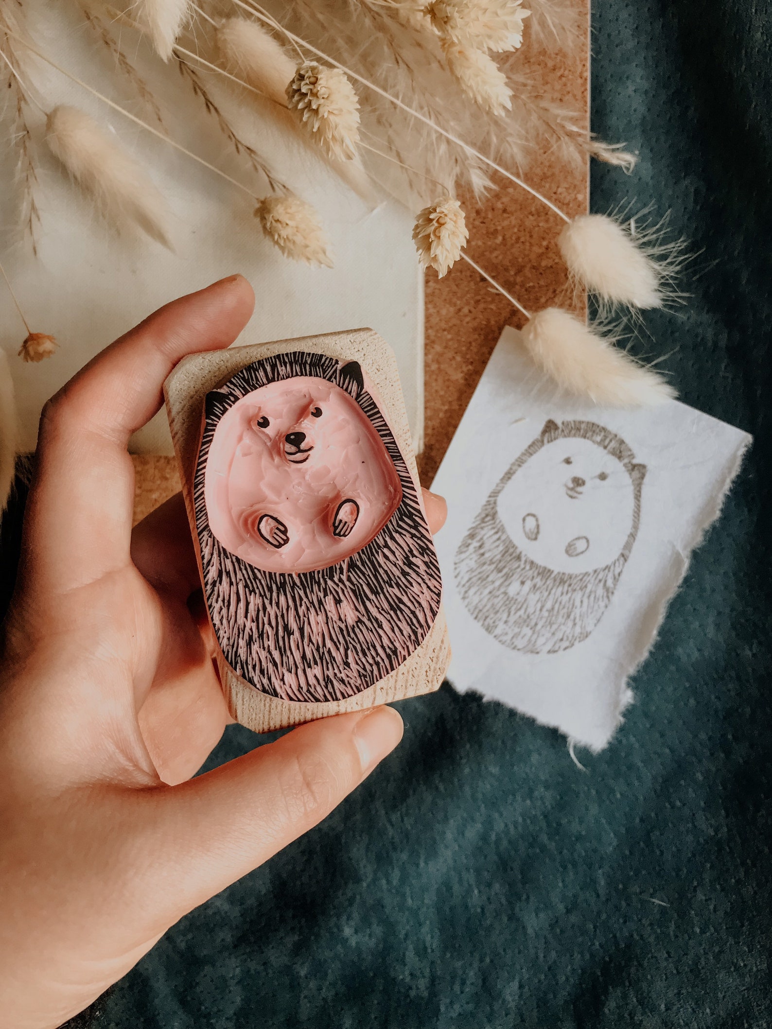Hand Carved Hedgehog Rubber Stamp / Forest Animal Stamp / - Etsy