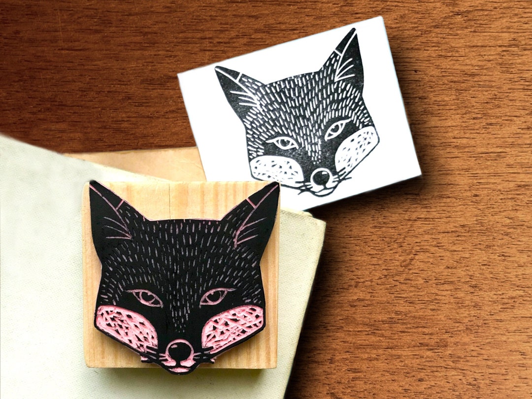 Fox Stamp Rubber Hand Carved / Autumn Fall Design / Wild - Etsy