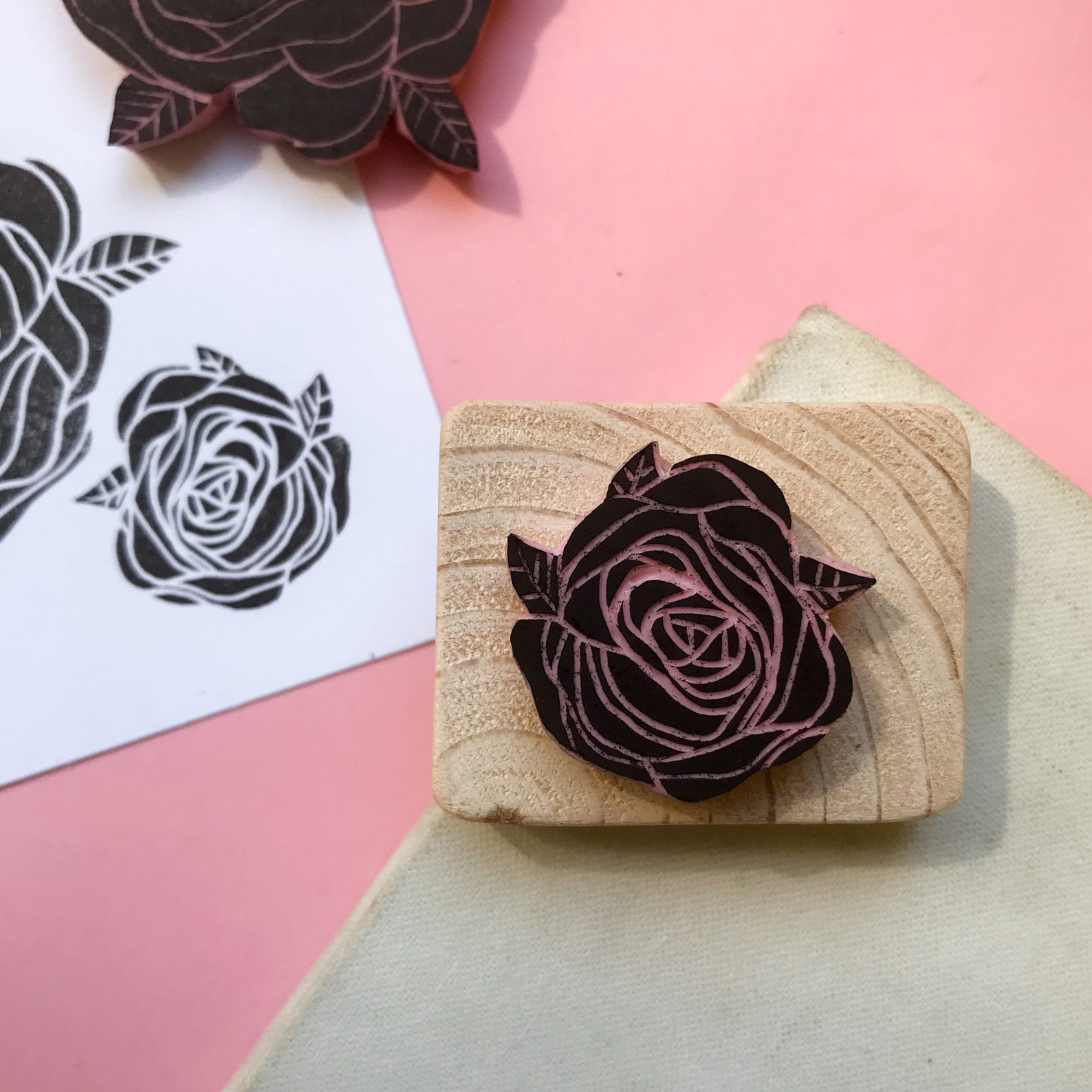 Rose Stamp Set / Hand Carved Stamp / Botanical Stamp / Floral - Etsy