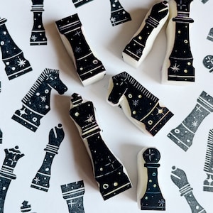 Small Galactic Chess Pieces Rubber Stamp Set / Magic Chess Figures ...