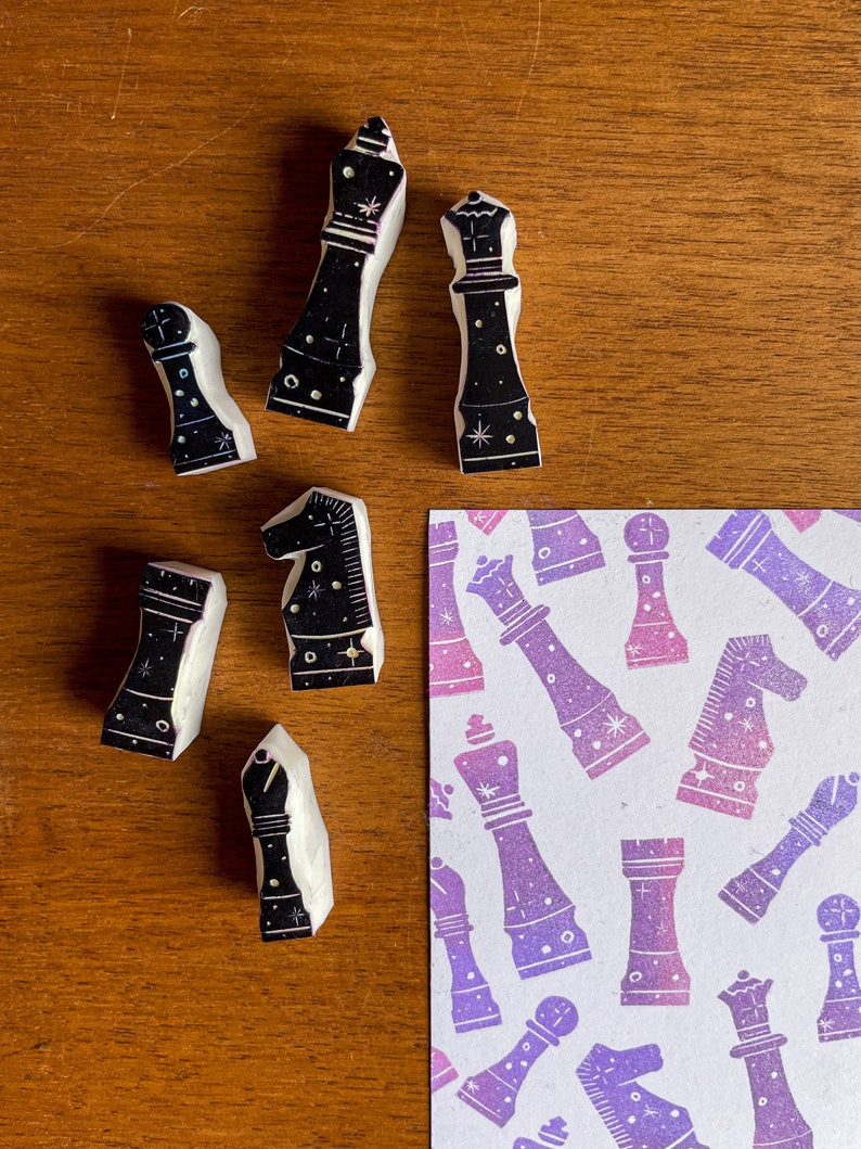 Small Galactic Chess Pieces Rubber Stamp Set / Magic Chess Figures ...
