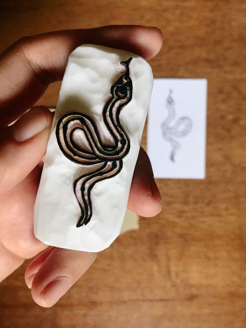 Mystical Snake Rubber Stamp for Reptile Enthusiast, Freaky Ornament for ...