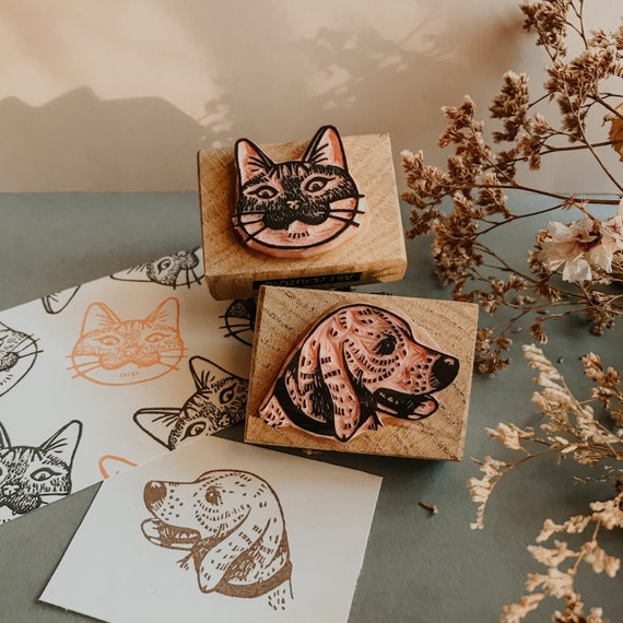 Custom Rubber Stamp Pet Portrait Personalized Gift for Dog | Etsy