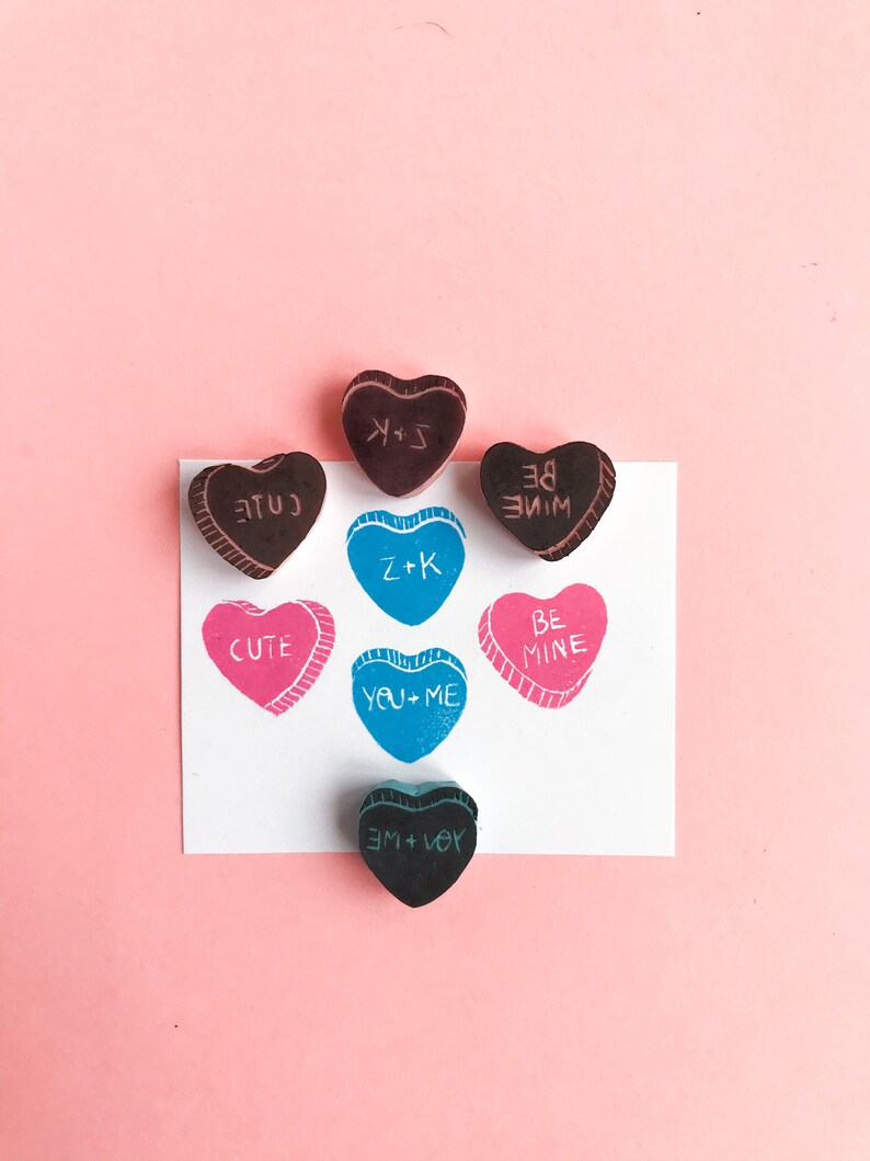 Conversation Heart Rubber Stamp Set / Candy Heart Stamp - Etsy