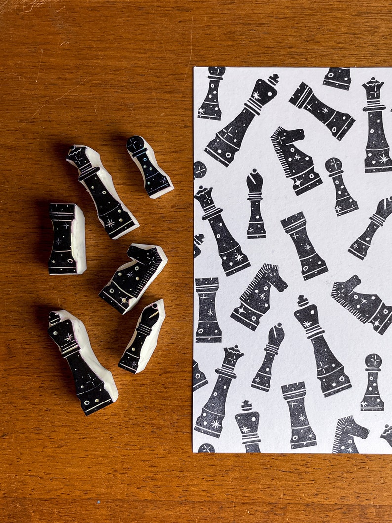 Small Galactic Chess Pieces Rubber Stamp Set / Magic Chess Figures ...