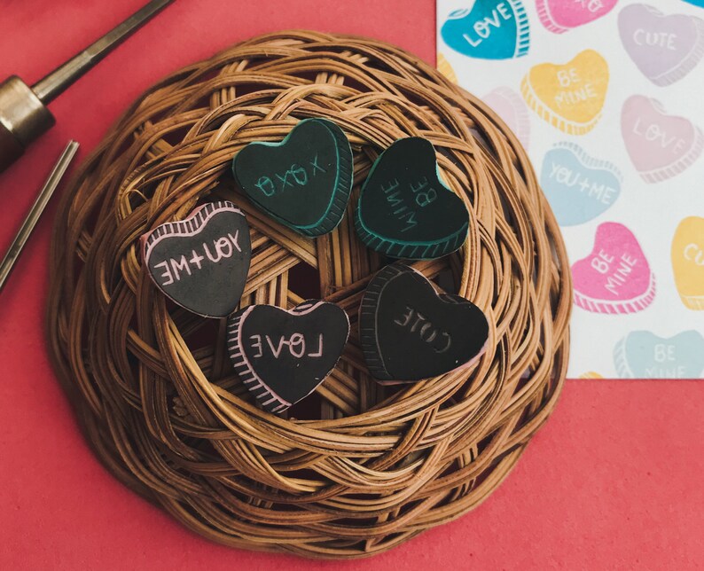 Conversation Heart Rubber Stamp Set: Custom Valentine Gift - Etsy