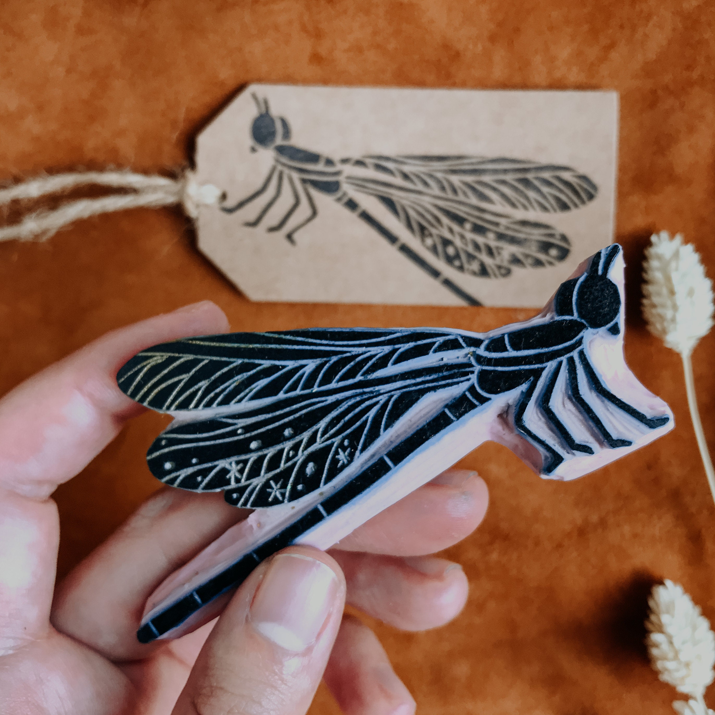 Dragonfly Rubber Stamp for Card Making, Garden Insect for Block ...