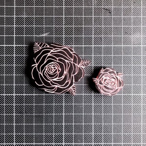 Rose Stamp Set / Hand Carved Stamp / Botanical Stamp / Floral Pattern ...