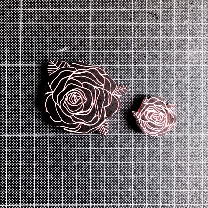 Rose Stamp Set / Hand Carved Stamp / Botanical Stamp / Floral - Etsy