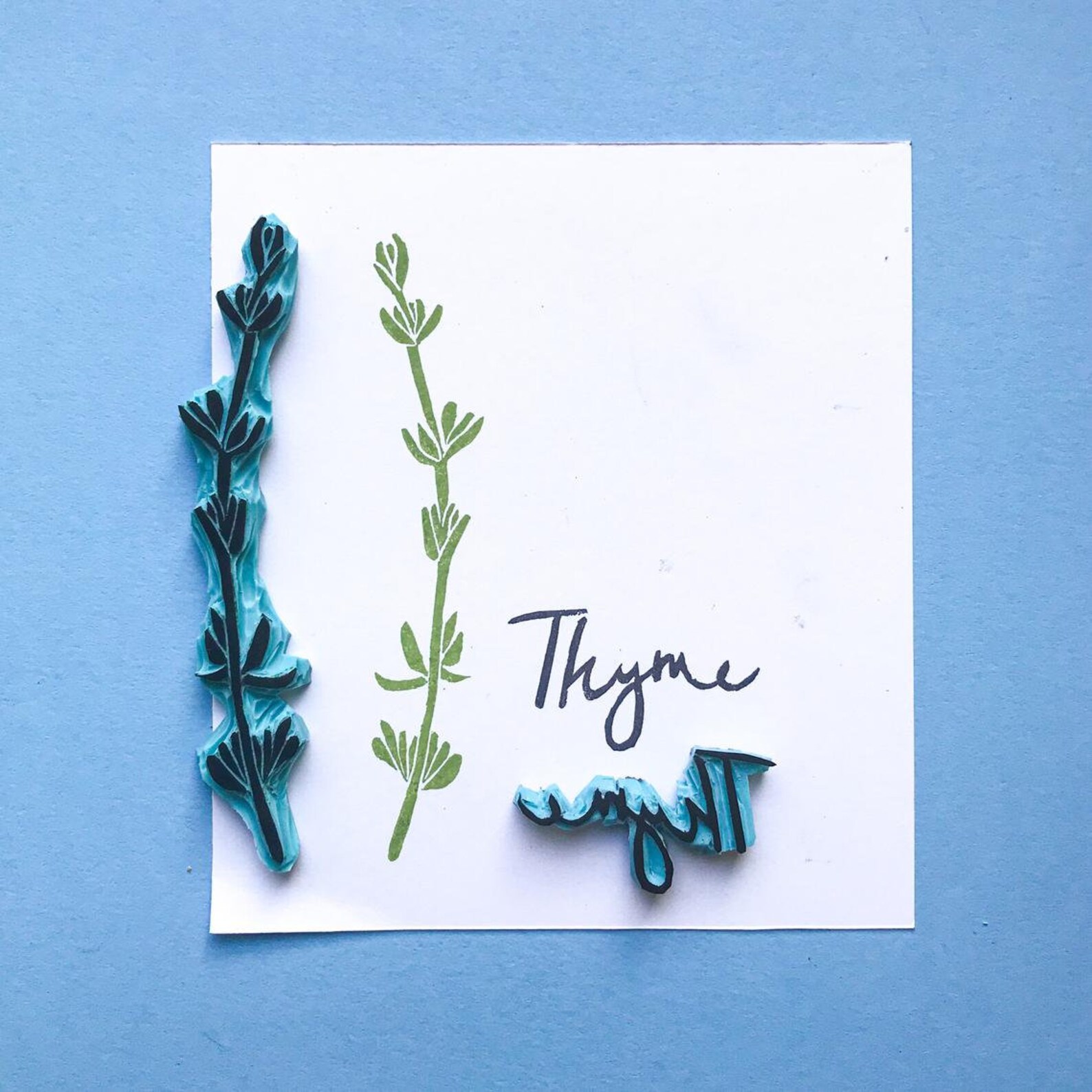 Thyme Herb Rubber Stamp / Herbal Plant Lettering Stamp / | Etsy