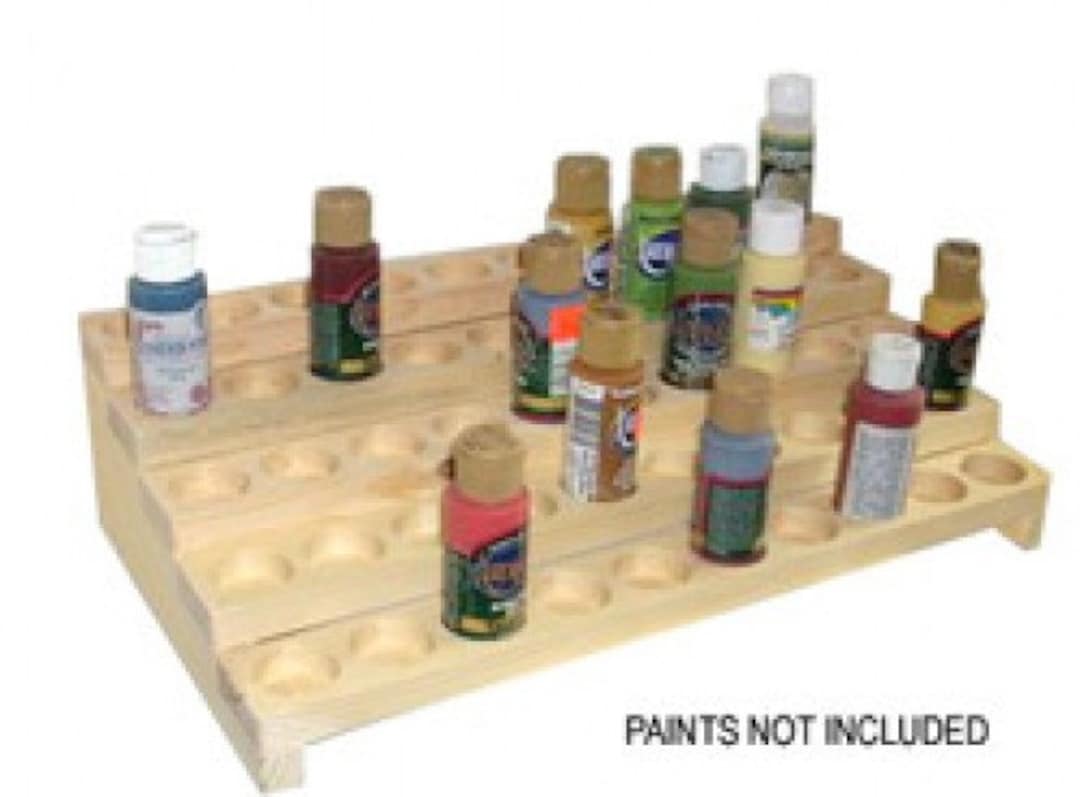 Wooden Display Rack for Paint Bottles - 5 Row Paint Bottle Display Rack ...