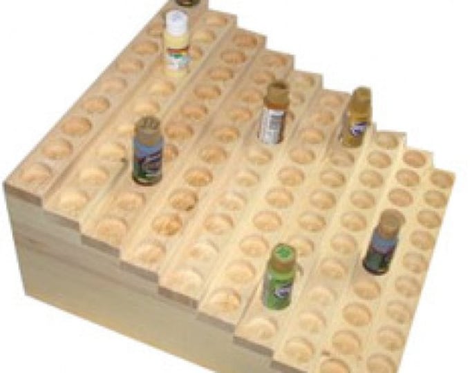 Wooden Display Rack for Paint Bottles - 10-row Paint Bottle Display ...