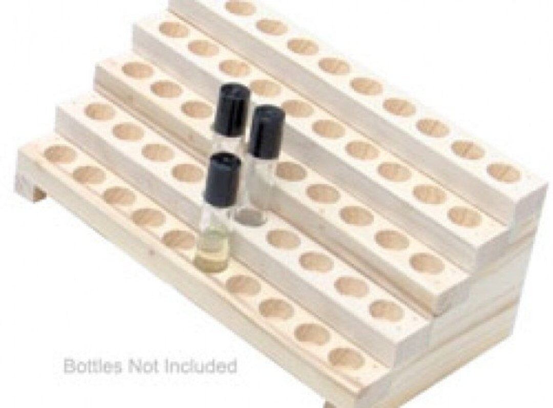 Wooden Display Rack for Fragrance or Essential Oils - 5 Row Bottle ...