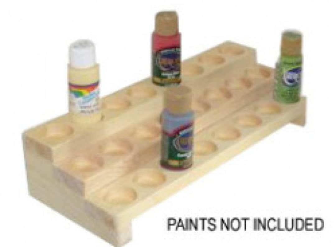 Wooden Display Rack for Paint Bottles - 3 Row Paint Bottle Display Rack ...