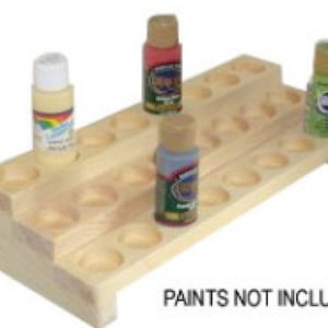 Wooden Display Rack for Paint Bottles - 3 Row Paint Bottle Display Rack ...