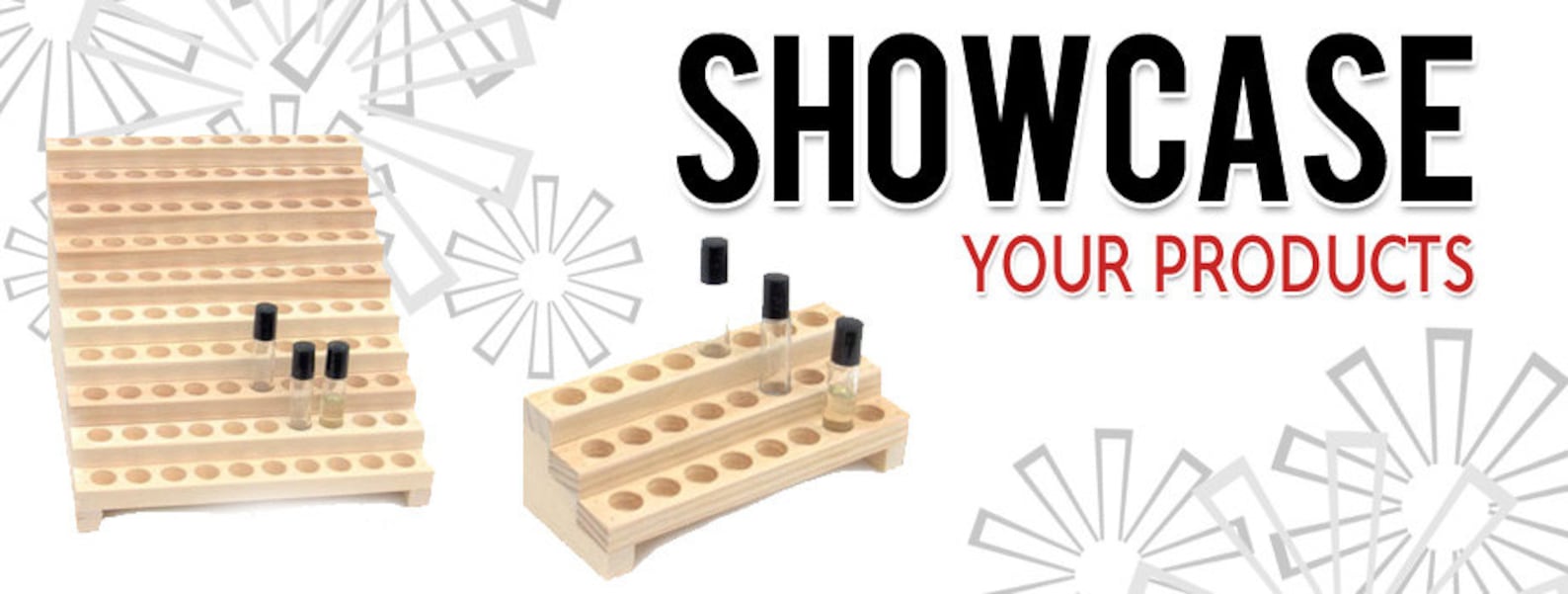 Wooden Display Rack Product Bottles of 1.25" Outer Diameter - 10 Row ...