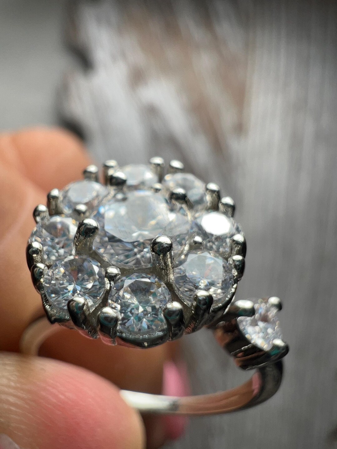 Zirconia Spinning Ring: Silver Plated Anxiety Relief - Etsy