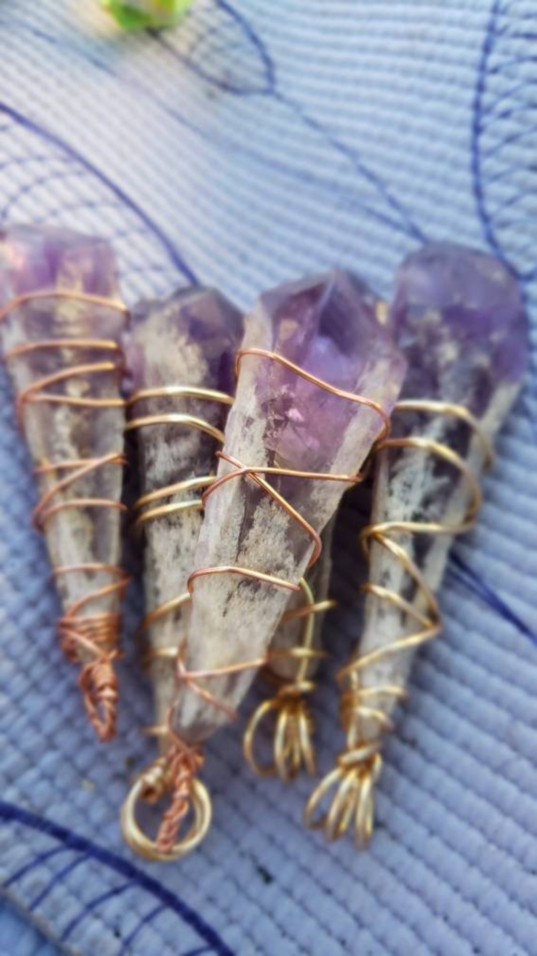 Amethyst Copper Wrapped Dragon Tooth Crystals - Etsy