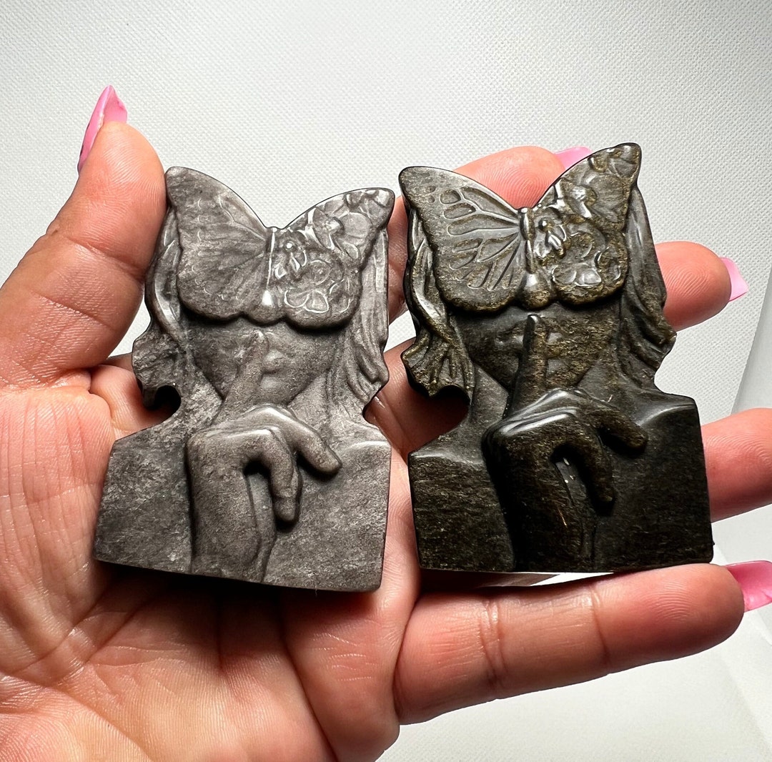 Silver Gold Sheen Obsidian Lady Plaque Obsidian Lady Plaque Figures - Etsy