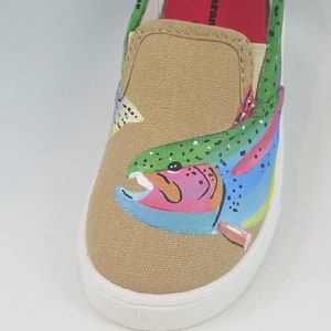 HAND PAINTED FISH Shoes Rainbow Trout Shoes Happy Camper | Etsy