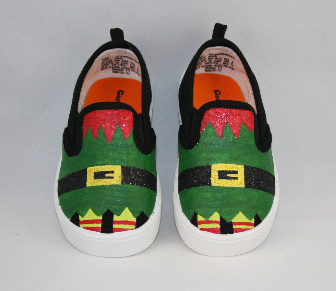 Hand PAINTED ELF SHOES, Christmas Shoes, Baby/toddler, Child/youth, and ...