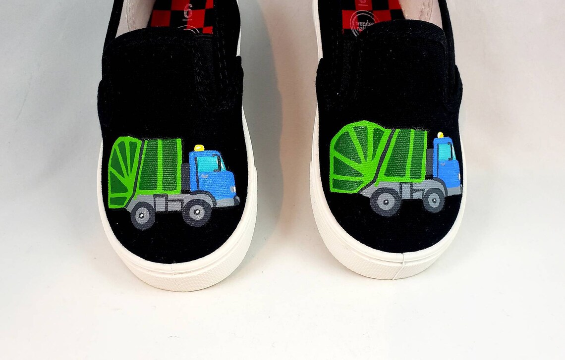 Hand PAINTED GARBAGE TRUCK Shoes Baby Toddler Child Youth | Etsy