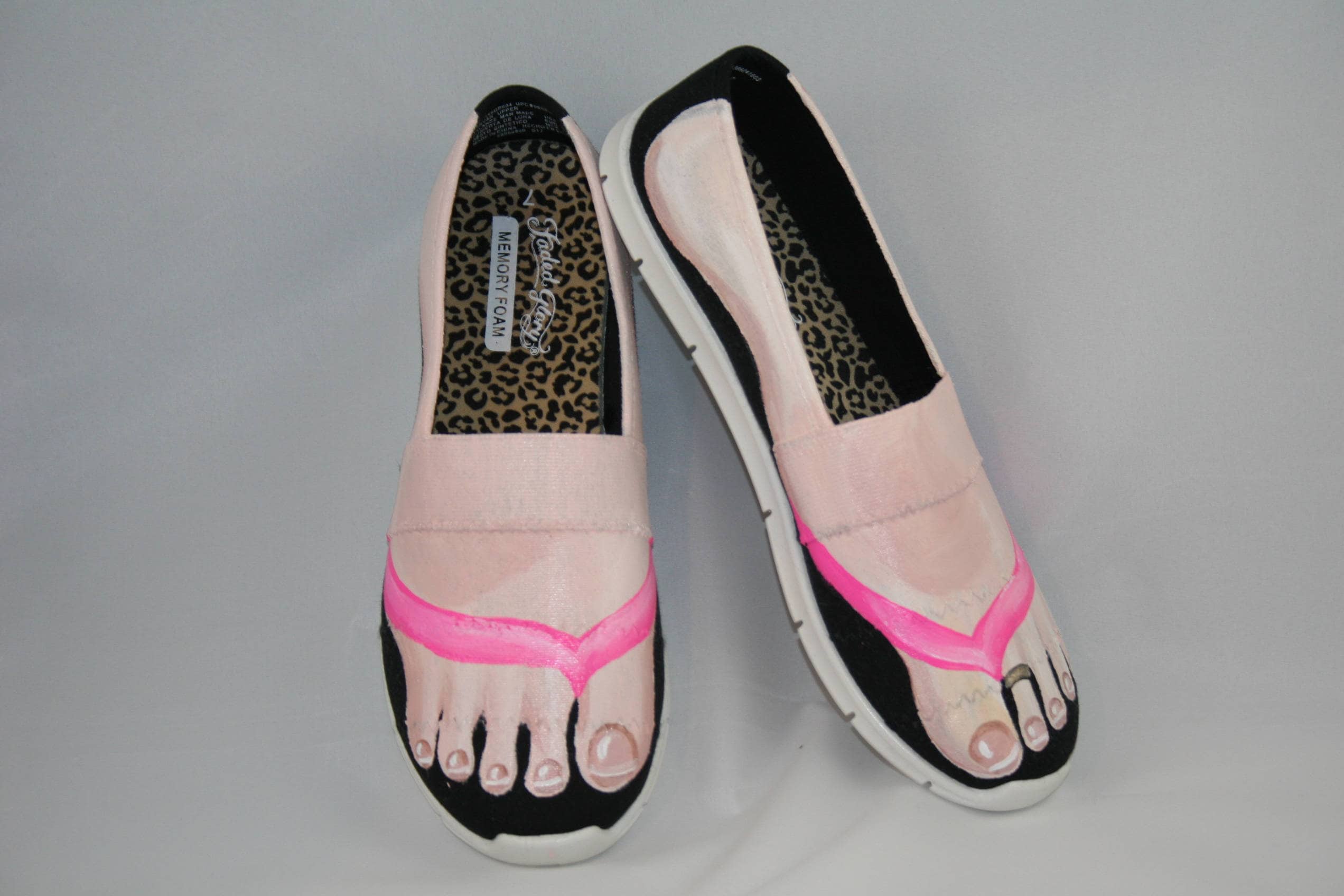 Long Painted Toenails In Flip Flops